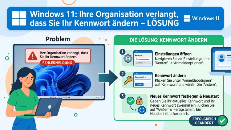 Windows 11: „Ihre Organisation verlangt dass sie ihr Kennwort ändern ...