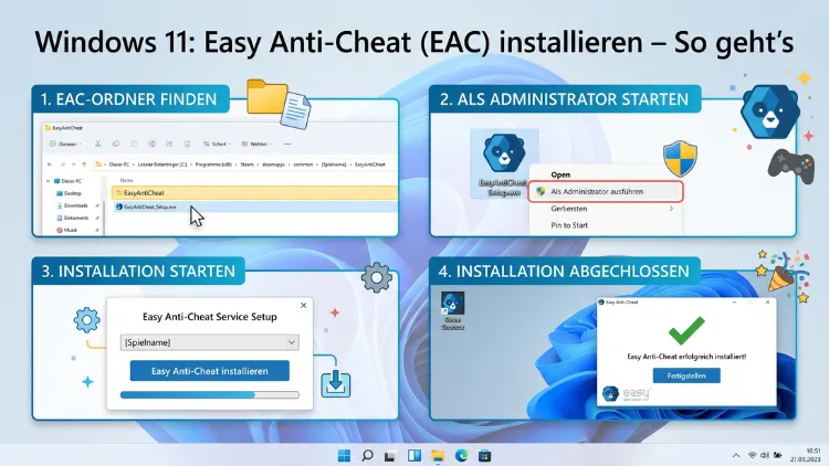 Windows 11: Easy Anti-Cheat (EAC) installieren – So geht’s
