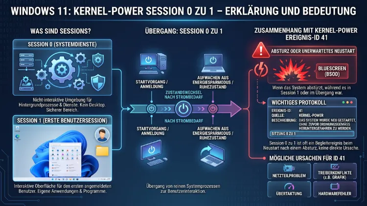 Windows 11: Kernel-Power „Session 0 zu 1“ – Bedeutung?