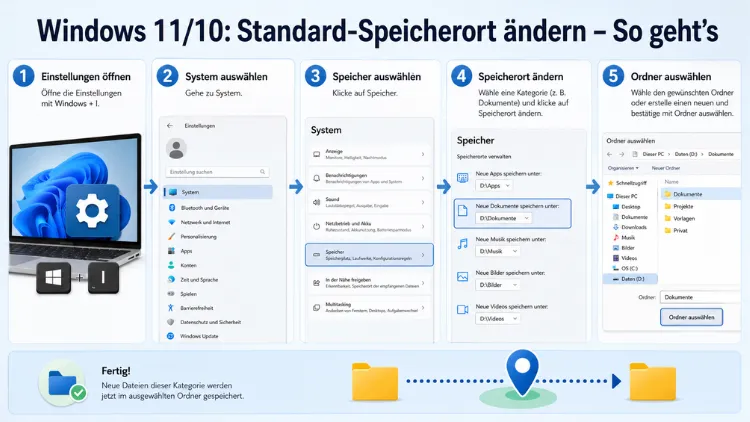 Windows 11/10: Standard-Speicherort ändern – So geht’s