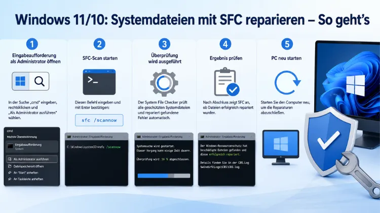 Windows 11/10: Systemdateien mit SFC reparieren – So geht’s